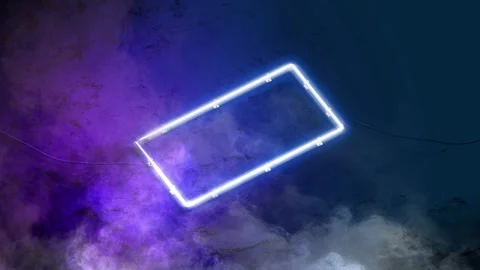 Neon big rectangle sign glowing on marbl... | Stock Video | Pond5