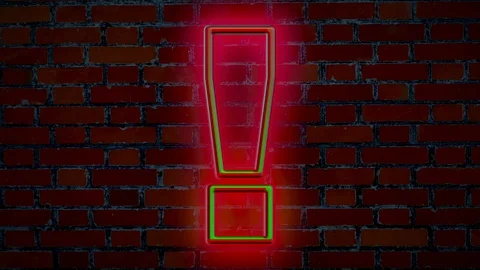 Neon blinking exclamation mark sign in f... | Stock Video | Pond5