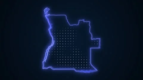 Neon Blue Angola Map Borders Outline Loo... | Stock Video | Pond5