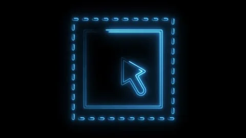 Neon blue cursor in square frame on blac... | Stock Video | Pond5