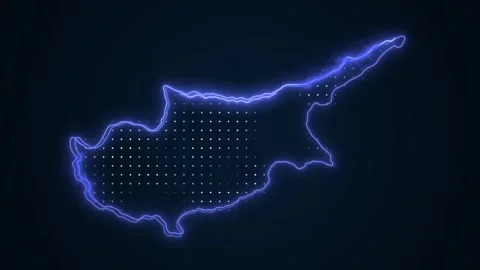 Neon Blue Cyprus Map Borders Outline Loo... | Stock Video | Pond5