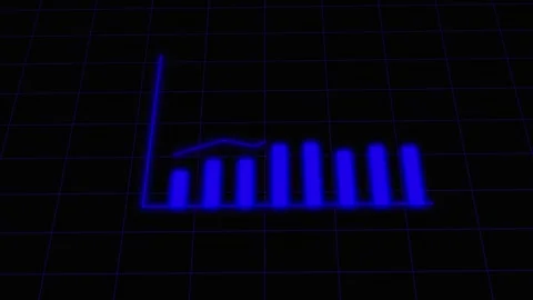 Neon blue digital bar graph with declini... | Stock Video | Pond5