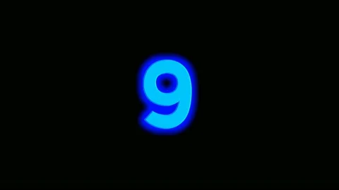 Neon Blue Energy Number 9 nine Animatio... | Stock Video | Pond5