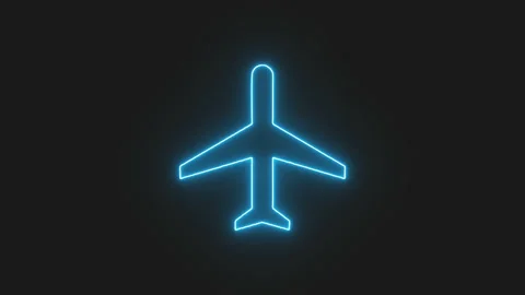 Neon Blue Glowing Line Airplane Sign Ani... | Stock Video | Pond5