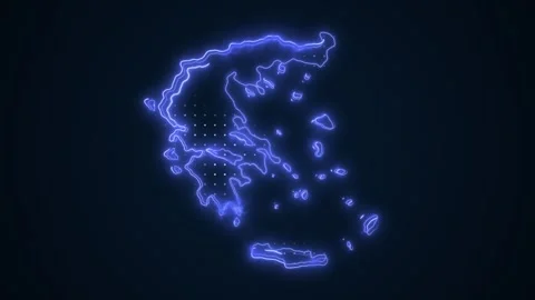 Neon Blue Greece Map Borders Outline Loo... | Stock Video | Pond5