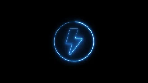 Neon blue lightning bolt icon glowing ag... | Stock Video | Pond5