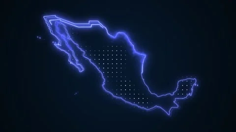 Neon Blue Mexico Map Borders Outline Loo... | Stock Video | Pond5