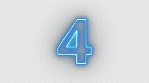 Neon Blue Number 4 Flicker Light Animati... | Stock Video | Pond5