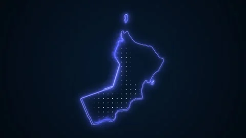 Neon Blue Oman Map Borders Outline Loop ... | Stock Video | Pond5