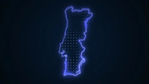 Neon Blue Portugal Map Borders Outline L... | Stock Video | Pond5