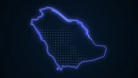 Neon Blue Saudi Arabia Map Borders Outli... | Stock Video | Pond5