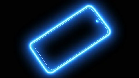 Neon blue smartphone on a black backgrou... | Stock Video | Pond5