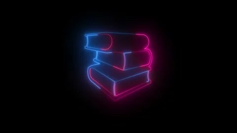 Neon books icon blue pink color animatio... | Stock Video | Pond5