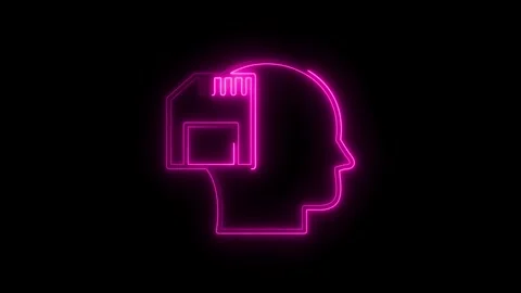 Neon brain with sd card for memory conce... | Stock Video | Pond5