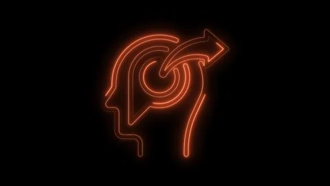 Neon brain thinking process with arrow a... | Stock Video | Pond5