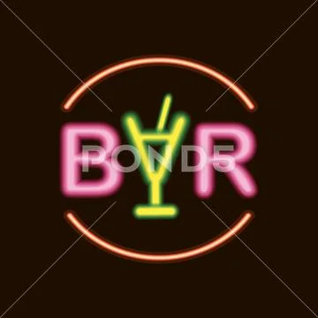 Neon bright glowing flashing text bar on black background: Royalty Free ...