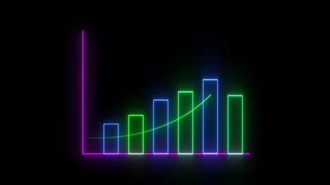 Neon business graph chart icon animation... | Stock Video | Pond5