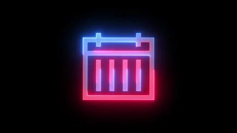 Neon calendar week icon blue red color g... | Stock Video | Pond5