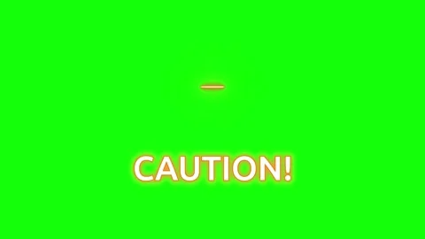 Neon Caution sign on green screen | Stock Video | Pond5