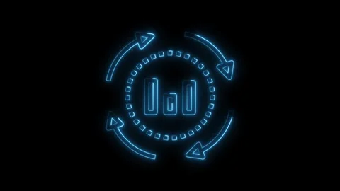 Neon chart graph rotating with arrows on... | Stock Video | Pond5