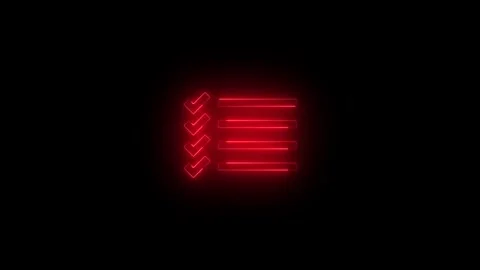 Neon check list icon glowing black backg... | Stock Video | Pond5