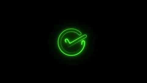 Neon Check mark animation icon. Approved... | Stock Video | Pond5