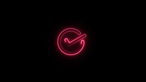 Neon Check mark animation icon. Approved... | Stock Video | Pond5