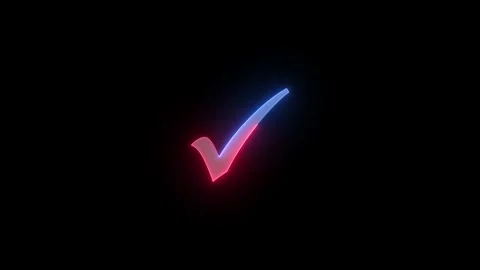 Neon check mark icon blue red color glow... | Stock Video | Pond5