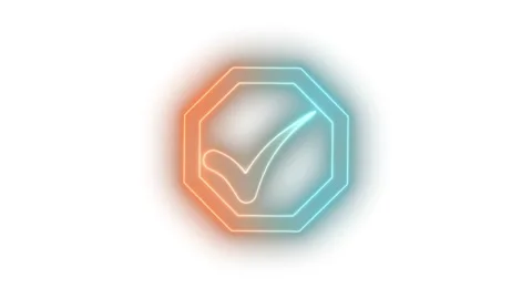 Neon Checkmark in Octagonal Frame Animat... | Stock Video | Pond5
