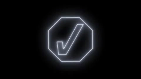 Neon Checkmark in Octagonal Frame Animat... | Stock Video | Pond5