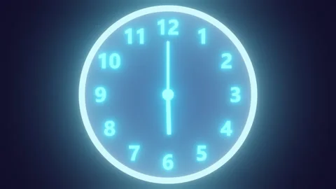 Neon Clock Hands Spinning Fast Quickly T... | Stock Video | Pond5
