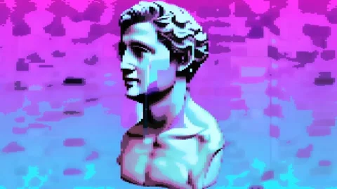 Neon Colors Roman Greek Statue Bust Head... | Stock Video | Pond5