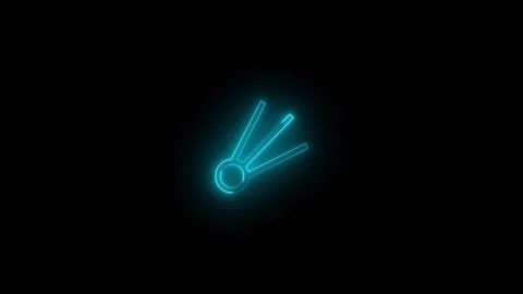 Neon comet icon glowing black background... | Stock Video | Pond5