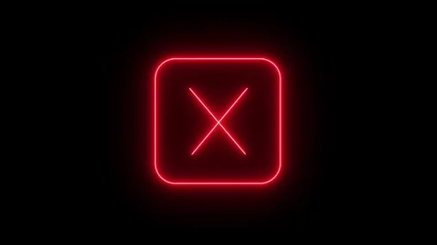 Neon cross mark icon on black background... | Stock Video | Pond5