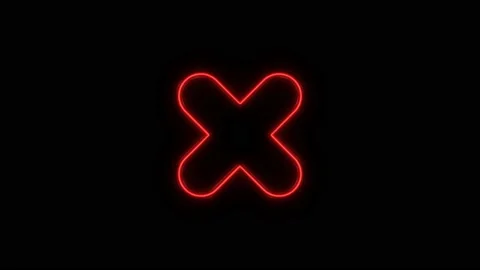 Neon cross mark, x symbol. Wrong, error ... | Stock Video | Pond5