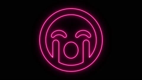 Neon crying emoji face and sad face. Web... | Stock Video | Pond5