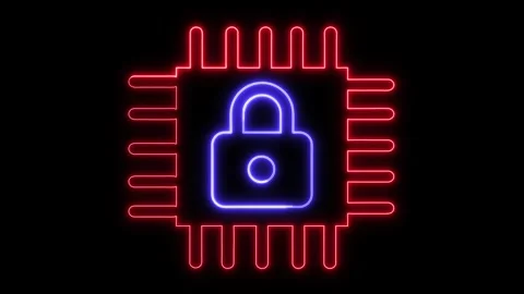 Neon cyber security concept with glowing... | Stock Video | Pond5