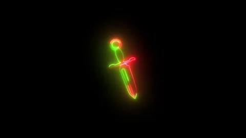 Neon dagger icon green red color animati... | Stock Video | Pond5