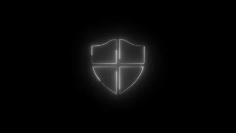 Neon defender app symbol icon white glow... | Stock Video | Pond5