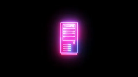 Neon desktop computer icon glowing anima... | Stock Video | Pond5