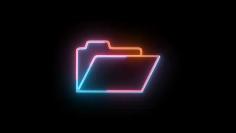 Neon device folder icon glowing animated... | Stock Video | Pond5