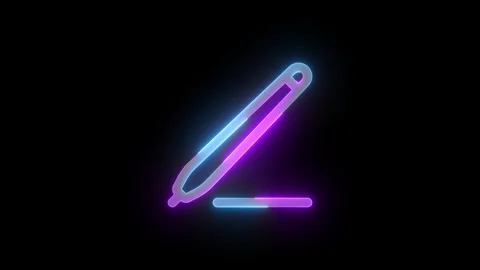 Neon draw icon cyan purple color glowing... | Stock Video | Pond5