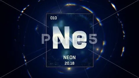 Neon as Element 10 of the Periodic Table 3D animation on blue ...