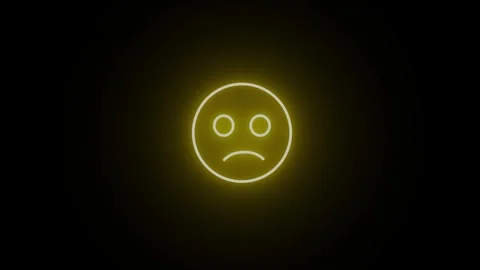 Neon emoji face, crying sign and sad fac... | Stock Video | Pond5