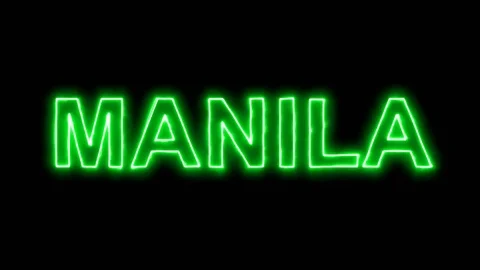 Neon flickering green capital name MANIL... | Stock Video | Pond5