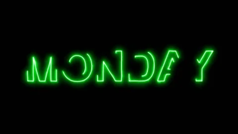 Neon flickering green day of the week MO... | Stock Video | Pond5