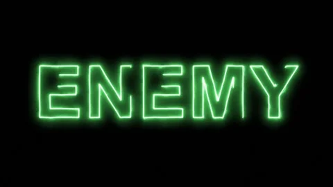 Neon flickering green text ENEMY in the ... | Stock Video | Pond5
