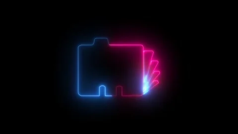 Neon folder icon blue pink color animati... | Stock Video | Pond5