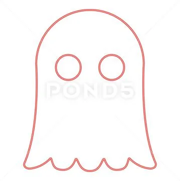 Neon ghost red color vector illustration image flat style: Royalty Free ...