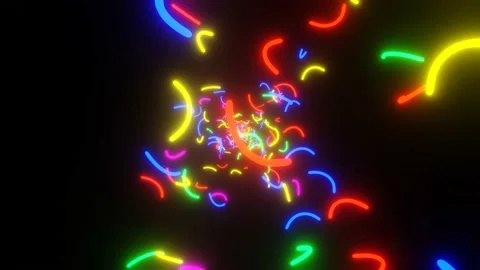 Neon glow curved sticks fly off into the... | Stock Video | Pond5